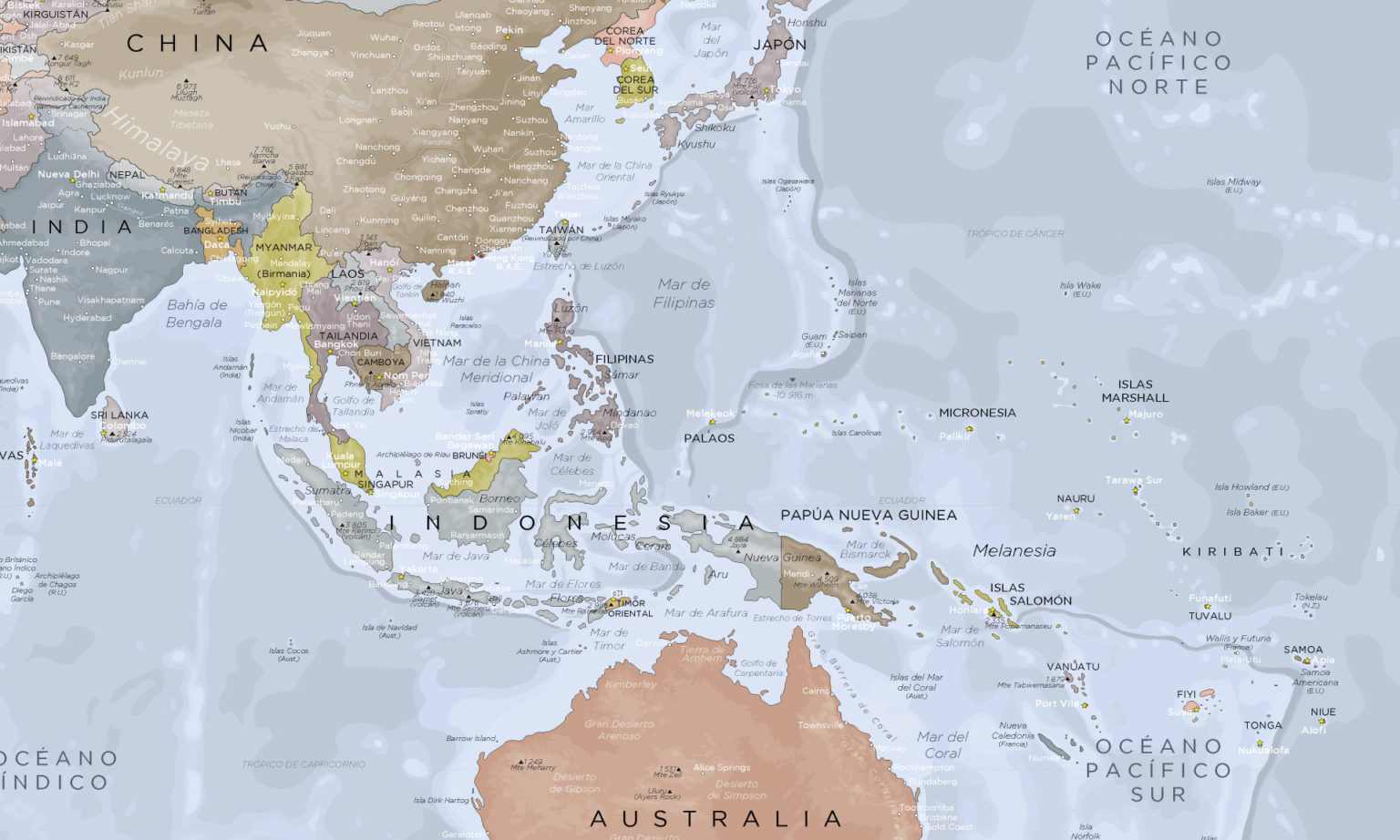Mapa del mundo Completo - Mapa del mundo con la Antártida