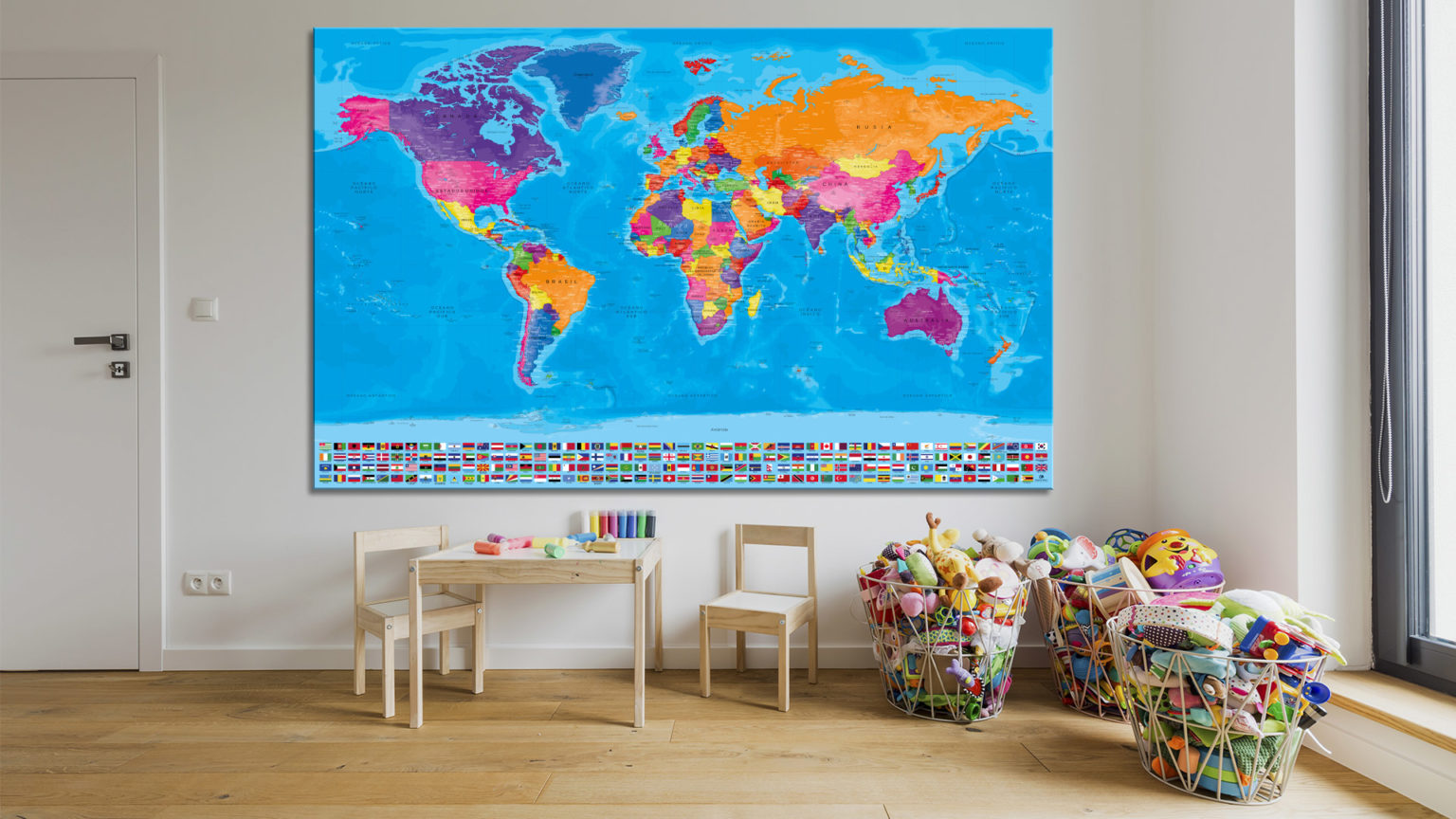 Mapa del mundo Completo con Banderas - Mapamundi con Banderas