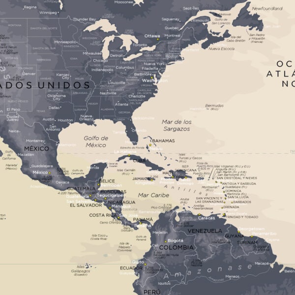 Póster de Mapamundi - Afiche de Mapa del Mundo - Mapa