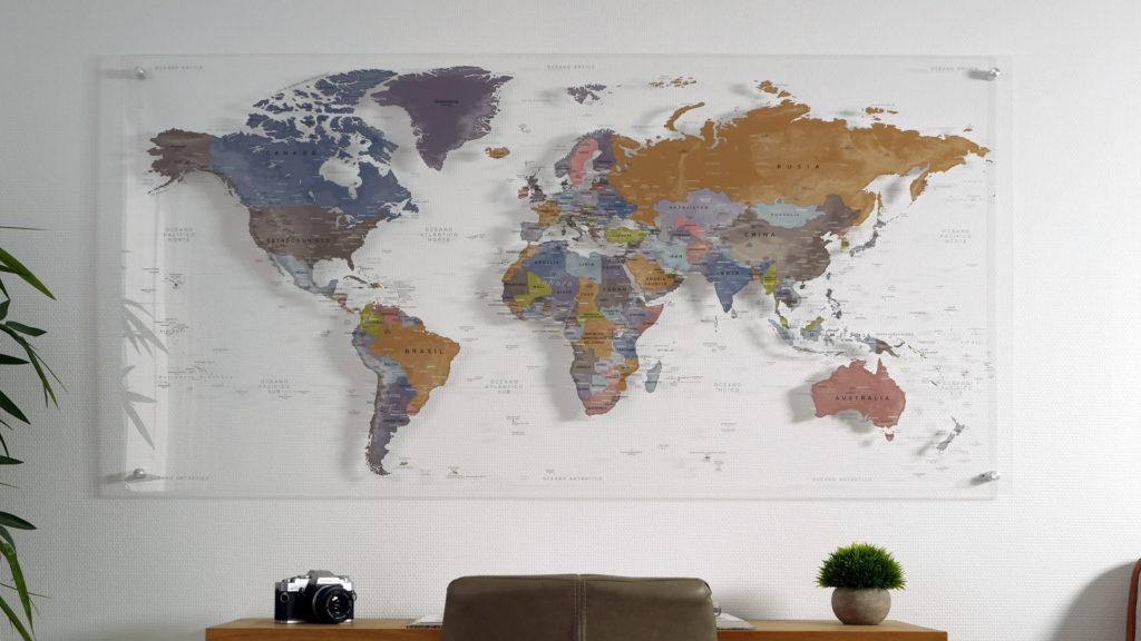 Cuadro en Plexiglás Transparente - Mapas del Mundo - Comprar