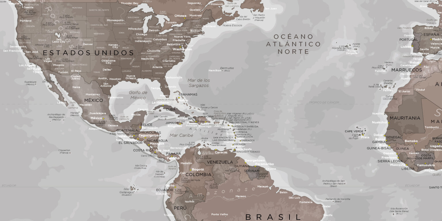 Póster de Mapamundi - Afiche de Mapa del Mundo - Mapa